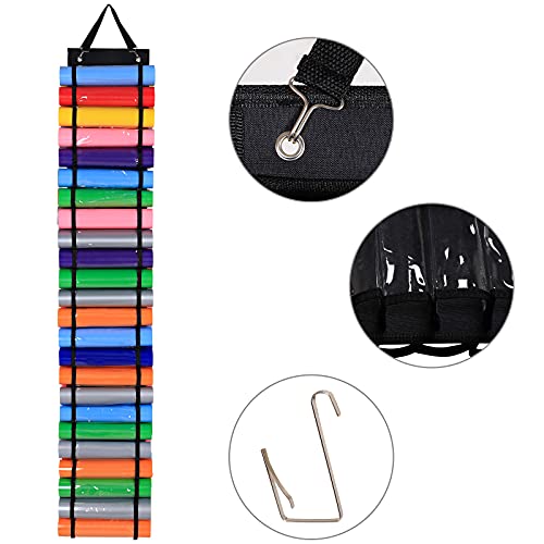 Vinyl Holder, Vinyl Roll Holder, Vinyl Storage Organizer Wall Mount/Over The Door, Craft Vinyl Storage Rack,Vinyl Roll Storage Rack,Hanging Organizer Storage with 48 Roll Compartments (Black)