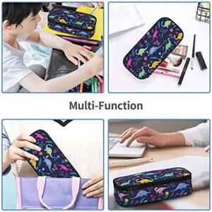 Gocerktr Dinosaurs Pencil Case Organizer Large Capacity with Compartments Pen Bag Multifunction Makeup Bag for Women