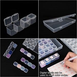 5D Diamond Painting Storage Containers,2 Packs 28 Grids,Diamond Painting Box and100 Number Label (M-2)