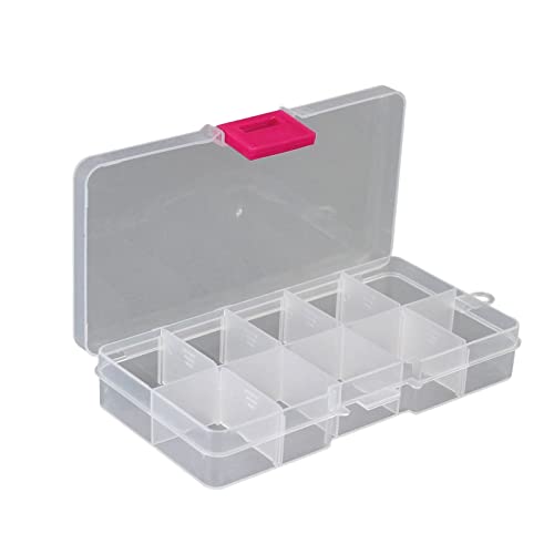 Reheyre Jewelry Organizer Box, 10 Grids Plastic Organizer Box with Dividers, Compartment Container Storage for Beads Crafts Jewelry Fishing Tackles B