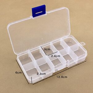 Reheyre Jewelry Organizer Box, 10 Grids Plastic Organizer Box with Dividers, Compartment Container Storage for Beads Crafts Jewelry Fishing Tackles B