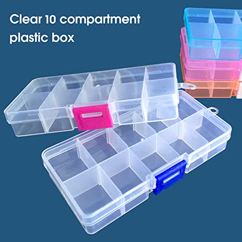 Reheyre Jewelry Organizer Box, 10 Grids Plastic Organizer Box with Dividers, Compartment Container Storage for Beads Crafts Jewelry Fishing Tackles B