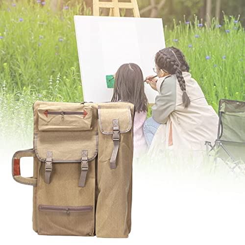 Deevoka Art Portfolio Case Sketch Bag Sketchbook Organizer Mix Tray Artist Carrying Bag Backpack Storage for Artwork Painting Tool Paint Brushes, Khaki