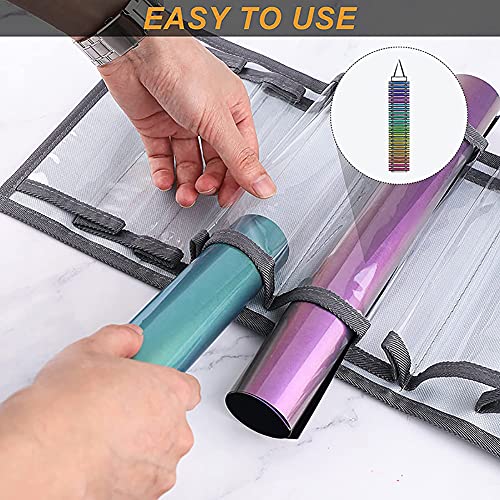 Yosuny Vinyl Roll Holder with 24 Roll Compartments, Vinyl Roll Storage Rack Wall Mount,Over The Door, Craft Vinyl Storage Organizer Idea, Hanging Organizer Storage