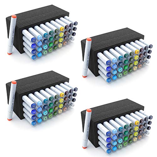 Polar Whale 4 Art Marker Storage Tray Organizers Pen Pencil Brush Storage Design Stand Supply Horizontal Storage Non-Scratch Non-Rattle Washable Compatible with Copic and More Each Holds 36