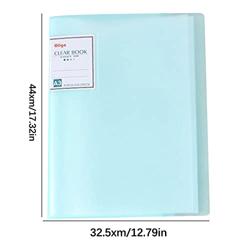 McKellogg A3 Diamond Painting Storage Book,Art Portfolio Book Clear Pockets Sleeves Protectors,Letter Album Folder Bag 30 Pages (Blue), Clear,blue