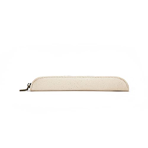 Canvas pencil case cartucheras de maquillaje pure color simple mini pencil case apple pencil pen case (Beige, S)