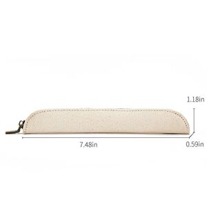 Canvas pencil case cartucheras de maquillaje pure color simple mini pencil case apple pencil pen case (Beige, S)