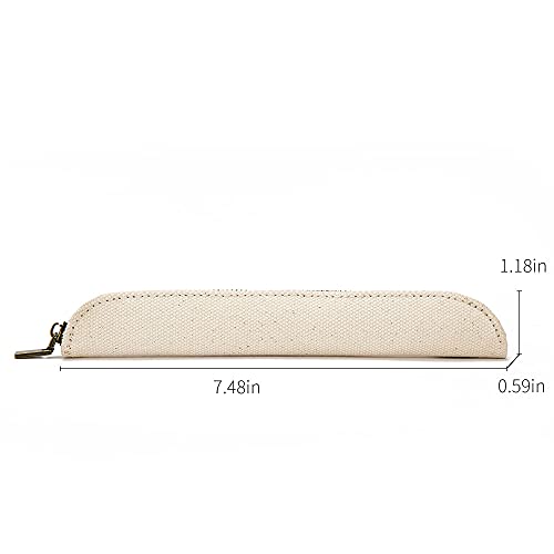 Canvas pencil case cartucheras de maquillaje pure color simple mini pencil case apple pencil pen case (Beige, S)