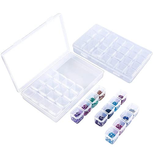 280 Slots 10PCS Diamond Painting Accessories Storage Containers, 5D Diamond Embroidery Accessories Storage Containers, 28 Grids Plastic Bead Storage Case Containers for Nail Diamonds Rhinestone