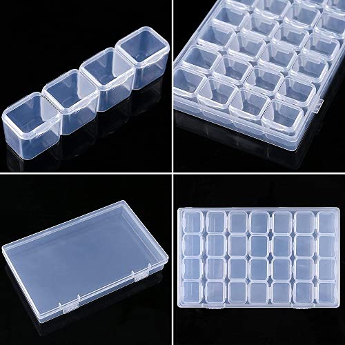 280 Slots 10PCS Diamond Painting Accessories Storage Containers, 5D Diamond Embroidery Accessories Storage Containers, 28 Grids Plastic Bead Storage Case Containers for Nail Diamonds Rhinestone