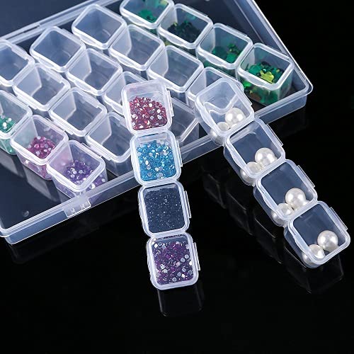 280 Slots 10PCS Diamond Painting Accessories Storage Containers, 5D Diamond Embroidery Accessories Storage Containers, 28 Grids Plastic Bead Storage Case Containers for Nail Diamonds Rhinestone