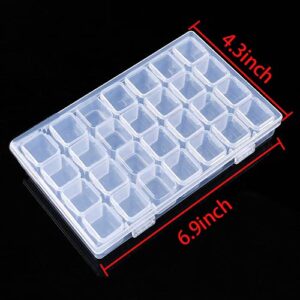 280 Slots 10PCS Diamond Painting Accessories Storage Containers, 5D Diamond Embroidery Accessories Storage Containers, 28 Grids Plastic Bead Storage Case Containers for Nail Diamonds Rhinestone