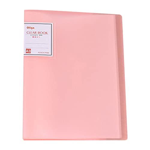 A3 Diamond Painting Storage Book 30 Pags,Art Portfolio Painting Storage Book Clear Pockets Sleeves Protectors for Artwork, Report Sheet, Letter Album Folder Storage Bag 44 X 32.5 cm (Pink)