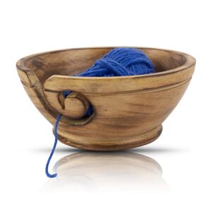 handcrafted wooden yarn knitting crochet bowl holder for skien yarn balls decorative storage organizer crocheting needlework knitting accessories kit supplies sturdy non slip gifts for mother her