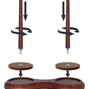 BarvA Double Wood Yarn Holder Advanced Metal Twirling Mechanism Lazy Susan Big Stand Ball Spindle Sewing Crocheting Tool Wool Cord Organizer Ribbon Storage Knitting Embroidery Thread Crochet Accessory