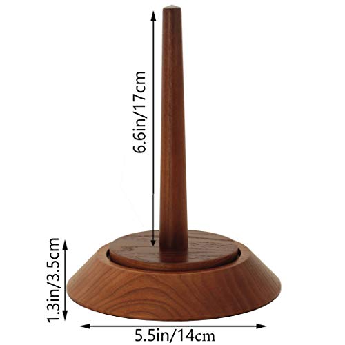 BarvA Double Wood Yarn Holder Advanced Metal Twirling Mechanism Lazy Susan Big Stand Ball Spindle Sewing Crocheting Tool Wool Cord Organizer Ribbon Storage Knitting Embroidery Thread Crochet Accessory