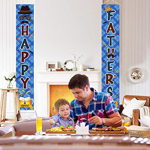 Fathers Day Decorations Porch Sign - Happy Father’s Day Banner Front Door Hanging Sign - Fathers Day Party Supplies for Indoor Outdoor