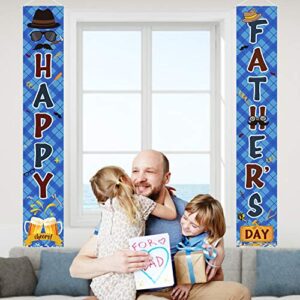 Fathers Day Decorations Porch Sign - Happy Father’s Day Banner Front Door Hanging Sign - Fathers Day Party Supplies for Indoor Outdoor