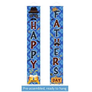 Fathers Day Decorations Porch Sign - Happy Father’s Day Banner Front Door Hanging Sign - Fathers Day Party Supplies for Indoor Outdoor