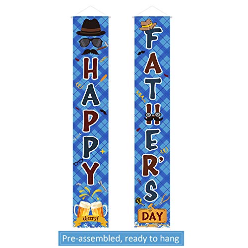 Fathers Day Decorations Porch Sign - Happy Father’s Day Banner Front Door Hanging Sign - Fathers Day Party Supplies for Indoor Outdoor