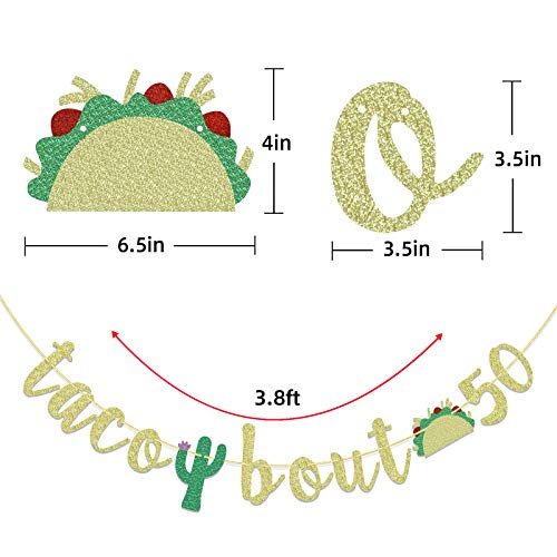 Taco Bout 50 Cactus Banner, 50th Birthday Fiesta Party Decorations, 50th Birthday Decor