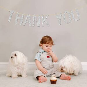 INNORU Thank You Banner - Silver Glitter Thanksgiving Day - Wedding Bunting Photo Booth Props Anniversary Bridal Party Decoration Supplies