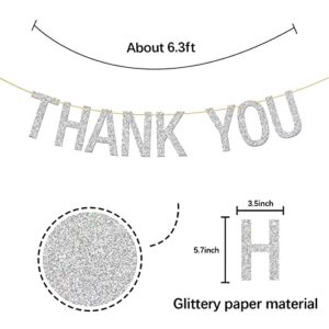 INNORU Thank You Banner - Silver Glitter Thanksgiving Day - Wedding Bunting Photo Booth Props Anniversary Bridal Party Decoration Supplies