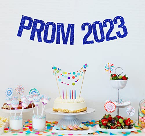 Prom 2023 Banner, Prom Night Decor, Class of 2023 Bunting Garland, 2023 Graduation Party Decorations Blue Glitter