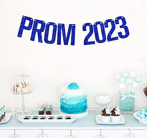 Prom 2023 Banner, Prom Night Decor, Class of 2023 Bunting Garland, 2023 Graduation Party Decorations Blue Glitter