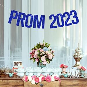 Prom 2023 Banner, Prom Night Decor, Class of 2023 Bunting Garland, 2023 Graduation Party Decorations Blue Glitter