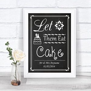 chalkboard style let them eat cake personalized wedding sign