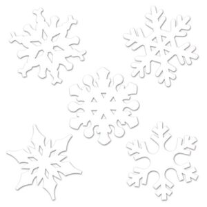 beistle mini snowflake christmas cutouts-10 pcs, 5″, white