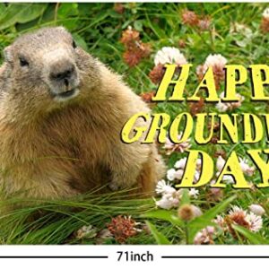 Happy Groundhog Day Banner Background Realistic Cute Animals Flowers Green Grass Theme Decor for 1st Birthday Party Spring February 2nd Holidays Festival Groundhog Day Supplies Favors Decorations