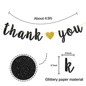 Black Glitter Thank You Banner - Engaged - Wedding - Bridal Shower Bunting Thanksgiving Photo Booth Props