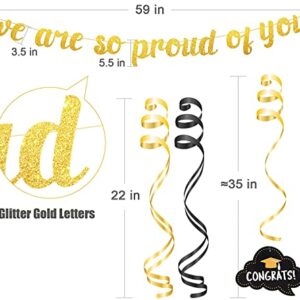 Graduation Party Decorations 2023, 31PCS Graduation Party Supplies Graduation Stuff Hanging Swirls Ceiling Decor And String Graduation Banner for Elementary 8th Grade High School College Black And Gold Class Of 2023 Congrats Decorations Grad Decor (Gradua