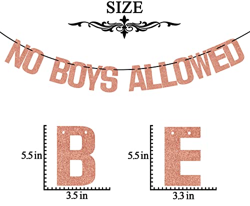 No Boys Allowed Banner, Women Bride Bachelorette Decorations, Bride to Be Banner, Bachelorette Party Decorations, Bride Pajamas Party Supplies Rose Gold Glitter