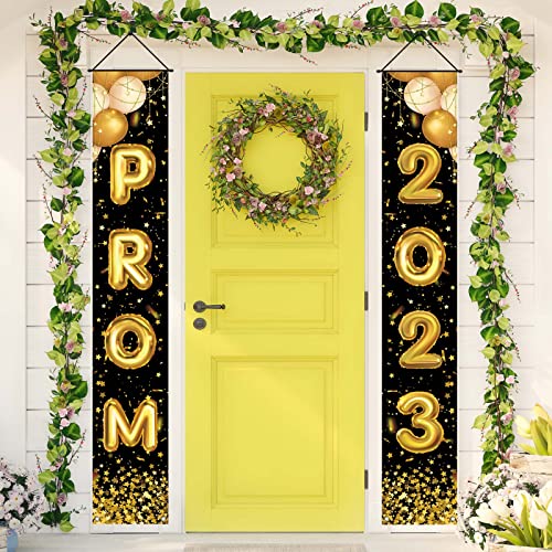 FARMNALL Prom 2023 Porch Banner Graduation Prom Party Front Door Sign Wall Hanging Graduates High School College Decorations and Supplies for Home Office