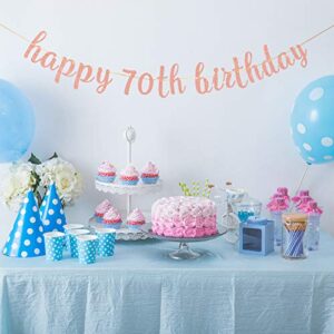 INNORU Glitter Happy 70th Birthday Banner - 70 AF Sign Banner - Cheers to 70 Years Birthday Party Bunting Decorations Rose Gold