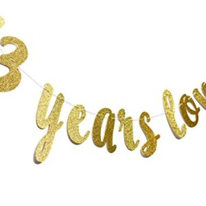 13 Years Loved Banner - Happy 13th Birthday/Wedding Anniversary Party Decorations-Gold