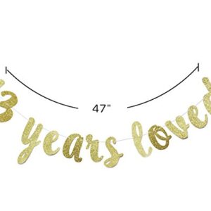 13 Years Loved Banner - Happy 13th Birthday/Wedding Anniversary Party Decorations-Gold