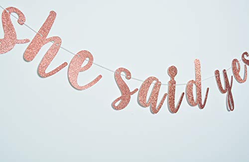 She Said Yes We Said Vegas Banner for Las Vegas Bachelorette Bridal Party Decorations Pre-strung Garland (Rose Gold Glitter)