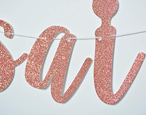 She Said Yes We Said Vegas Banner for Las Vegas Bachelorette Bridal Party Decorations Pre-strung Garland (Rose Gold Glitter)