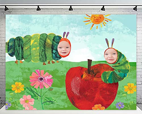 Cartoon Very Hungry Little Green Caterpillar Decorations Pretend Play Party Game Banner Insects Theme Decor for 1st Birthday Party Baby Shower Photo Booth Props Backdrop Background Supplies Favors