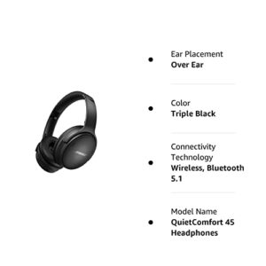 Bose QuietComfort 45 Bluetooth Wireless Noise Cancelling Headphones - Triple Black (Renewed)