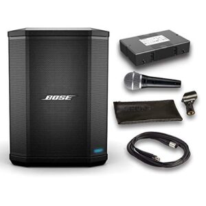 bose s1 pro bluetooth speaker system bundle with battery, shure pga48 microphone, 15ft xlr audio cable (6 items)