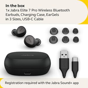 Jabra Elite 7 Pro in Ear Bluetooth Earbuds - Adjustable Active Noise Cancellation True Wireless Buds in a Compact Design MultiSensor Voice Technology for Clear Calls - Titanium Black