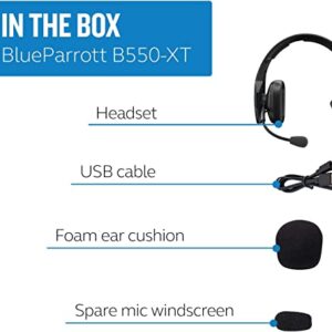 BlueParrott B550-XT Voice-Controlled Bluetooth Headset – Industry Leading Sound with Long Wireless Range, Extreme Comfort and Up to 24 Hours of Talk Time, Black