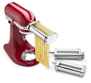 kitchenaid 3-piece pasta roller & cutter set attachment, silver