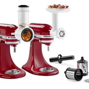 KitchenAid Food Meat Grinder Salad Vegetable Slicer Shredder Stand Mixer Attachment Set KSM2VSGA, Multicolor